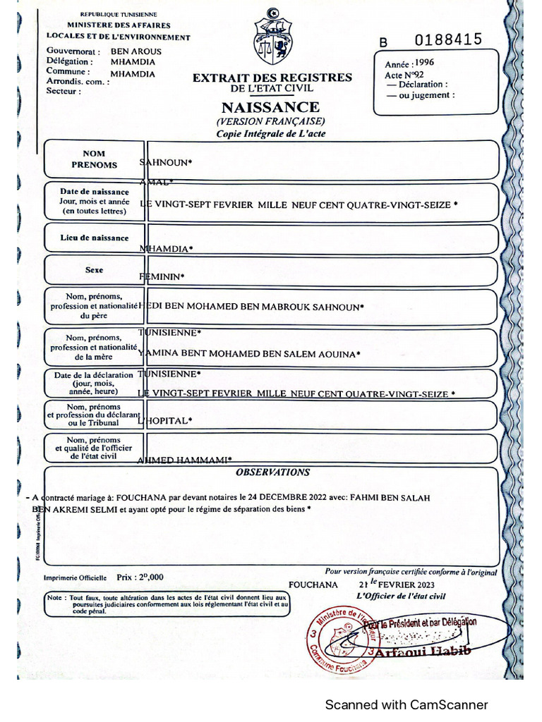 Acte de Mariage | PDF