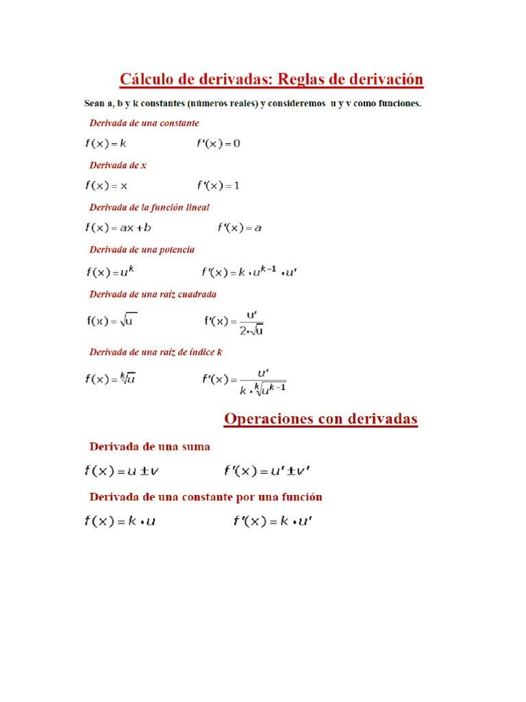 Reglas de Derivación | PDF