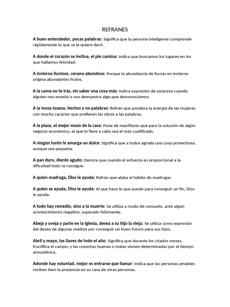 Refranes Españoles y sus Significados | PDF | Amor