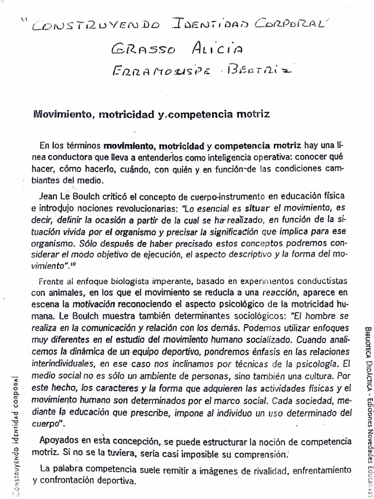 Construyendo Identidad Corporal. Grasso 1 | PDF | Constructivismo ...