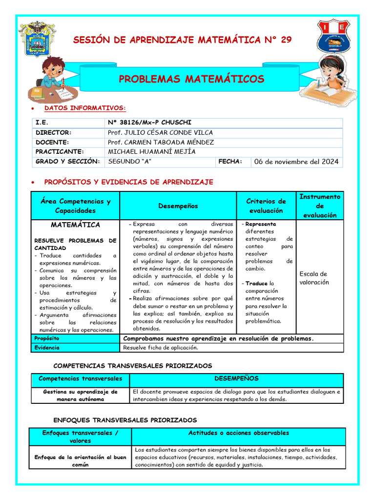 29 Mate Problemas de Reforzamiento | PDF | Aprendizaje | Evaluación