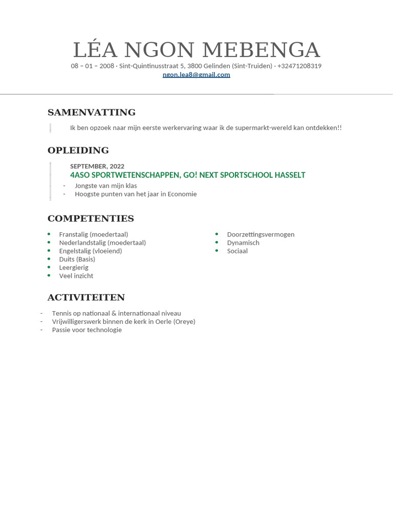 CV Léa Ngon Mebenga | PDF