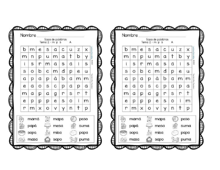 Sopa de Letras Lecto Escritura | PDF