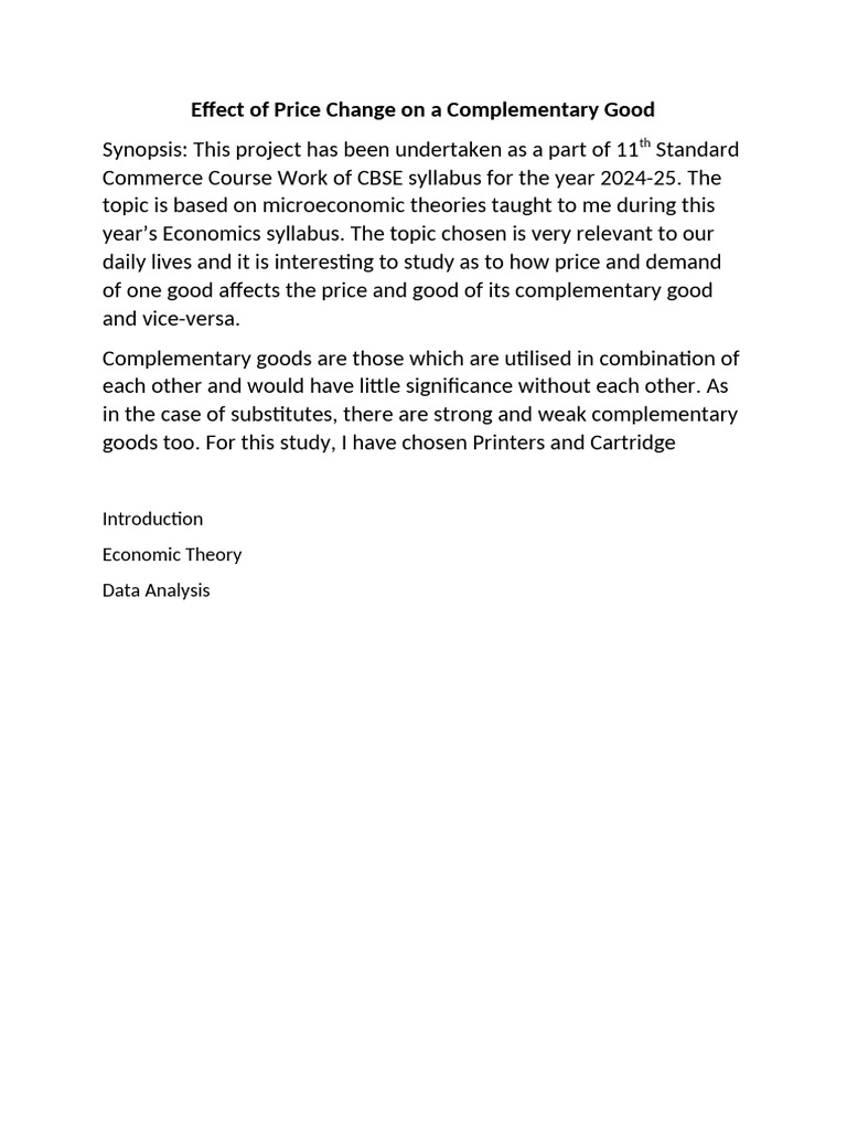 Impact of Price Change on Complementary Goods | PDF | Career & Growth ...