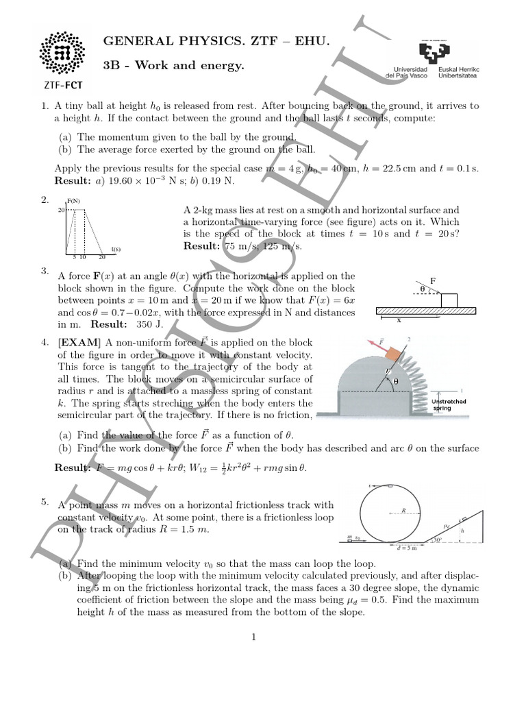 03B Dynamics Work Exercises | PDF | Force | Friction