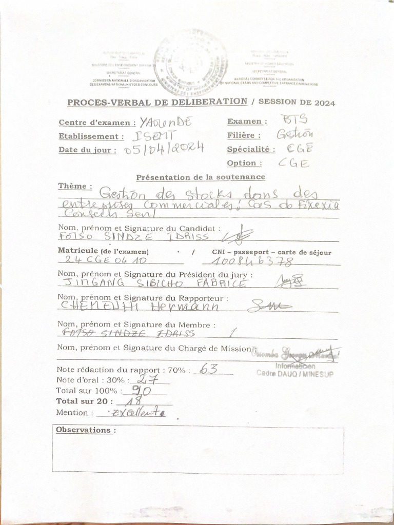 PV Soutenance FOTSO | PDF