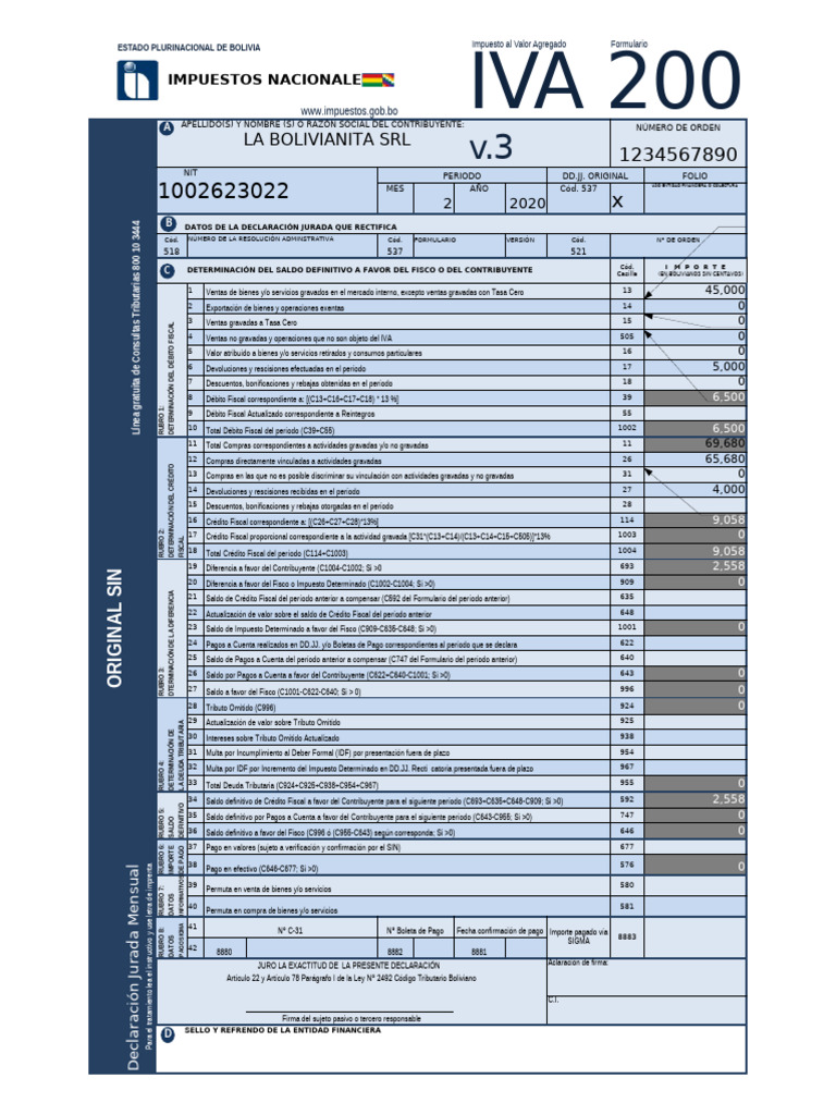 Formulario 200 IVA | PDF | Impuesto al valor agregado | Impuestos