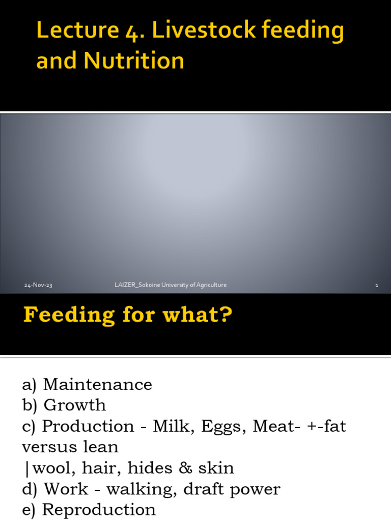 LECTURE4 - Livestock Nutrition and Feeding | PDF | Nutrients | Vitamin