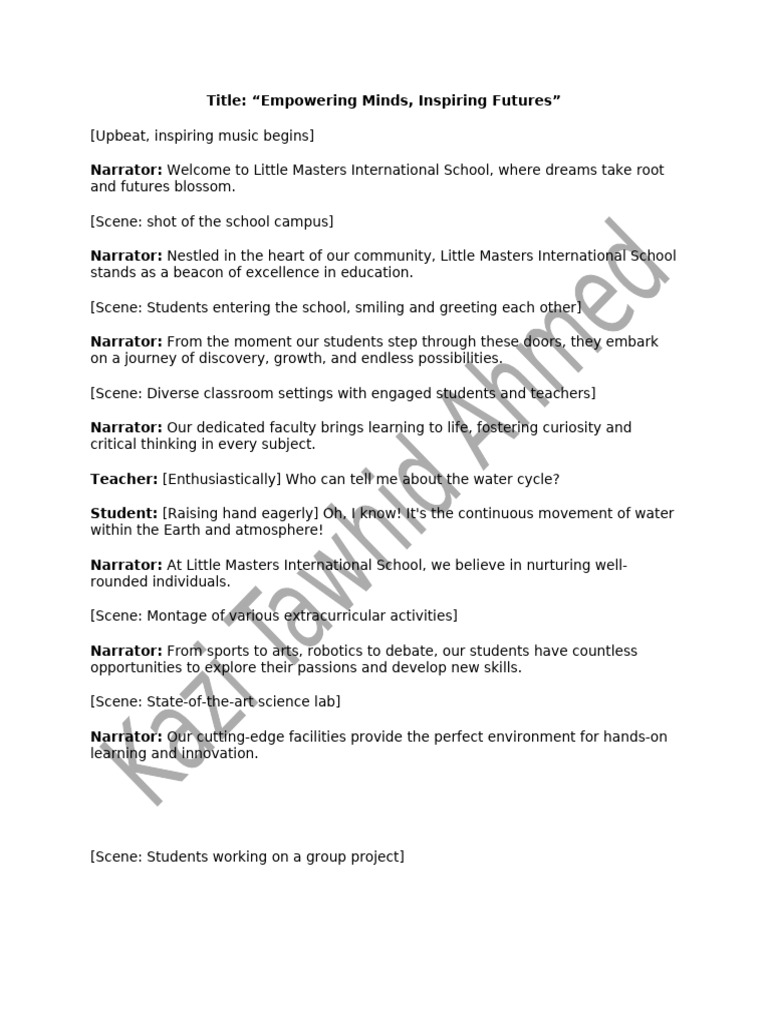 Trailer Script | PDF | Teachers