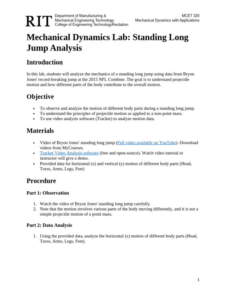 Analyzing Bryon Jones' Long Jump Dynamics | PDF | Acceleration ...