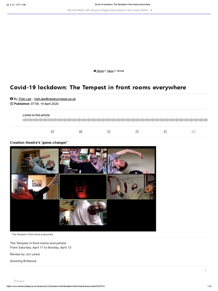 Covid-19 Lockdown - The Tempest in Front Rooms Everywhere | PDF