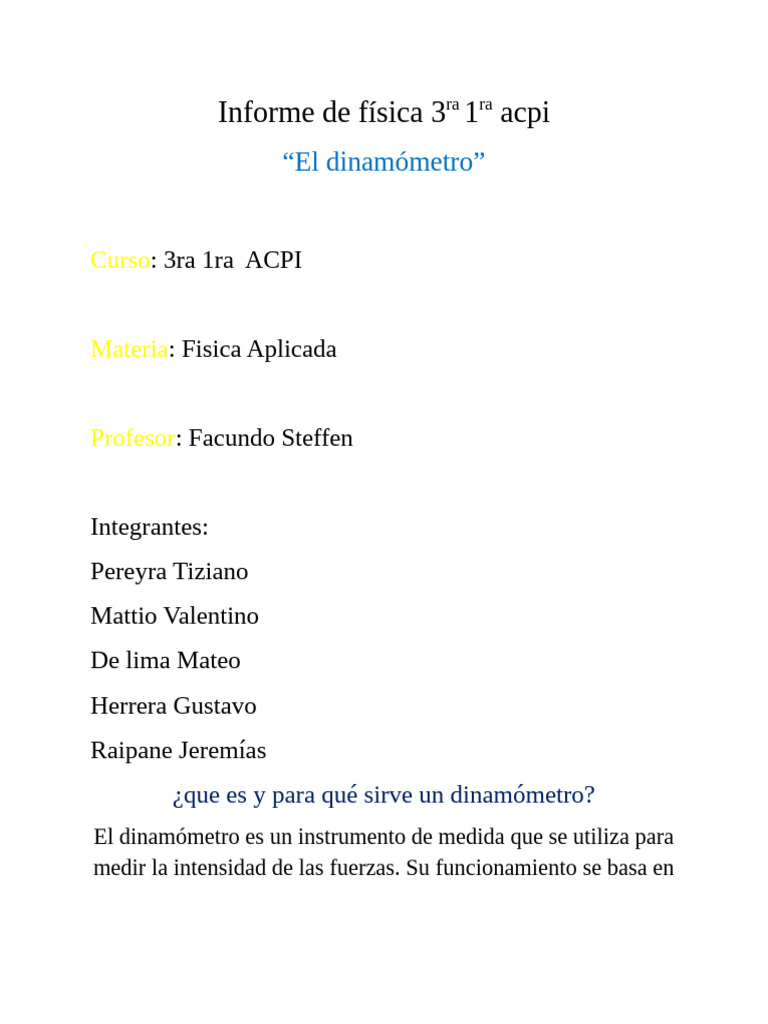Informe de Física 3ra 1ra Acpi | PDF | Ingeniería mecánica