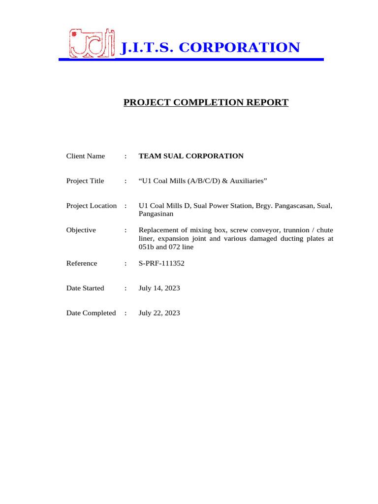 Project Completion Report | PDF | Welding | Construction