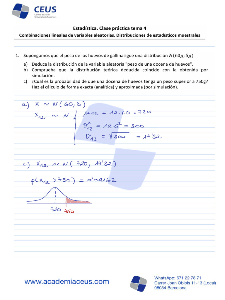 Ejs T4 | PDF | Diferencia | Dispersión estadística