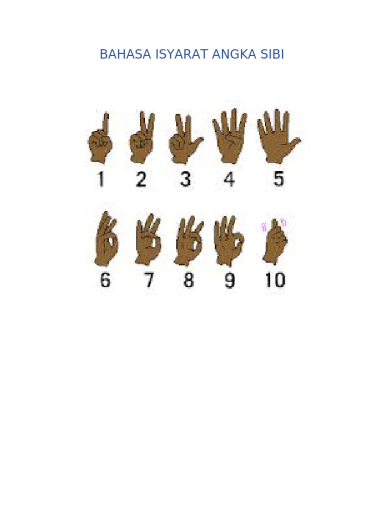 Bahasa Isyarat Angka Sibi | PDF