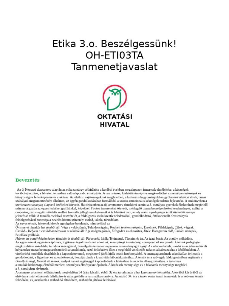 OH-ETI03TA Etika 3 Tanmenet | PDF