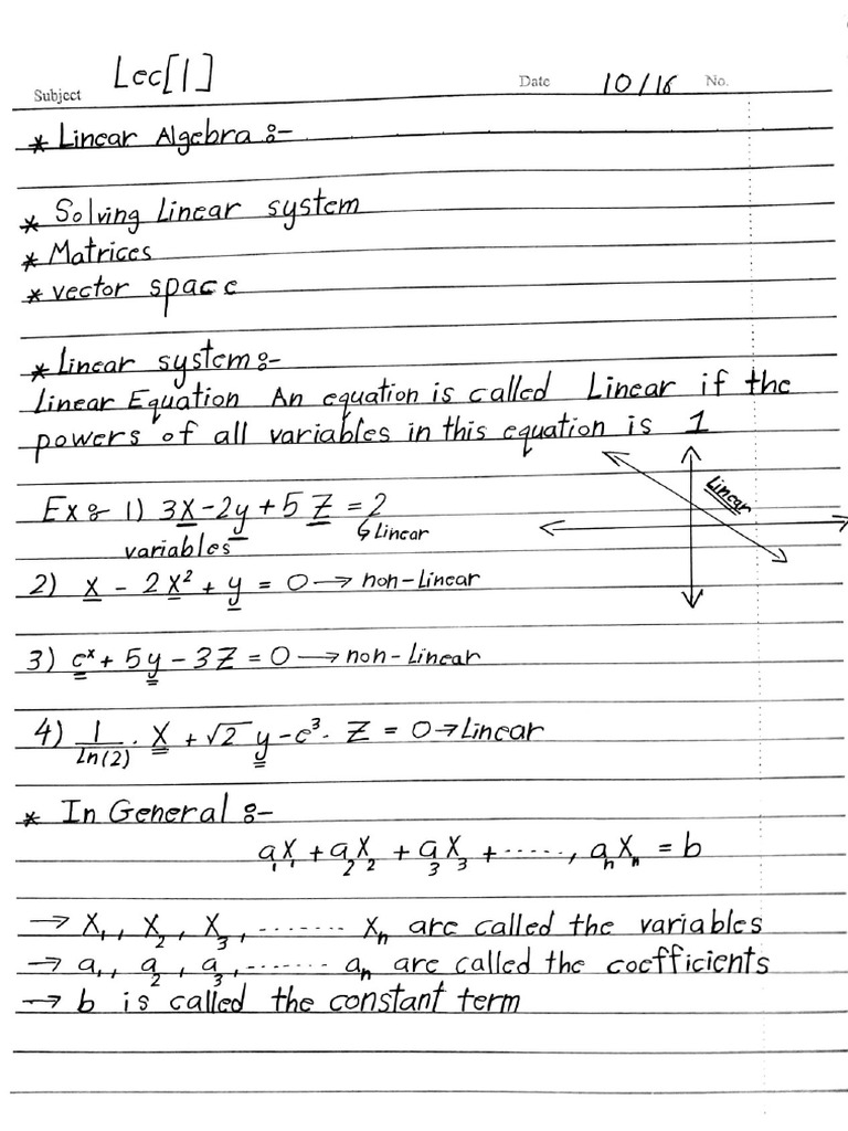 Lecture (1 - 5) Linear | PDF