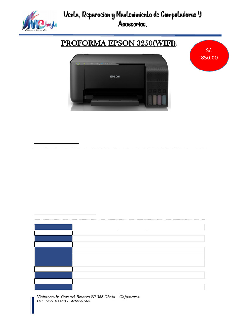 Impresora 3250 EPSON | PDF | Impresora (Computación) | USB