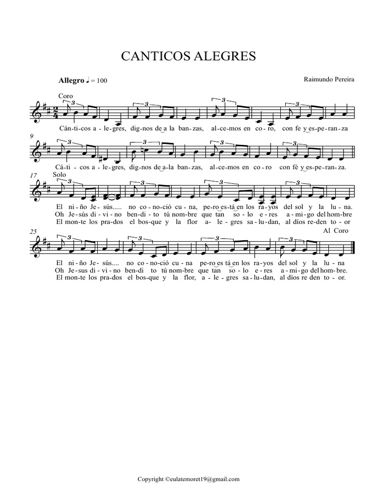 CANTICOS ALEGRES - 1 - Partitura Completa | PDF