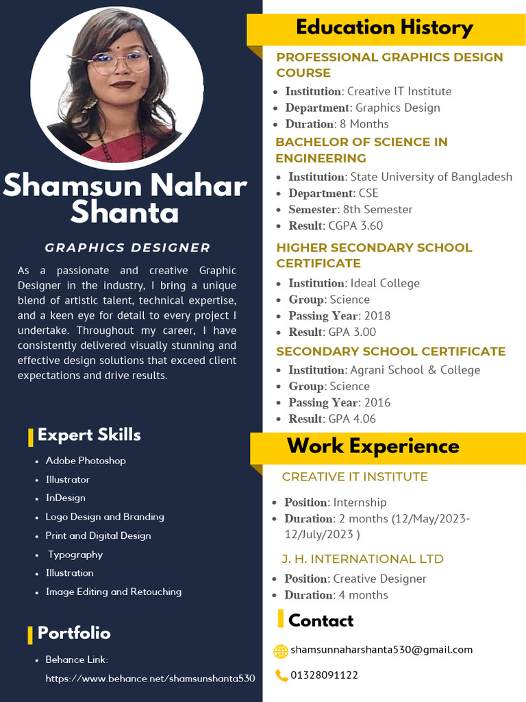 Resume of Shanta | PDF | Graphic Design | Design
