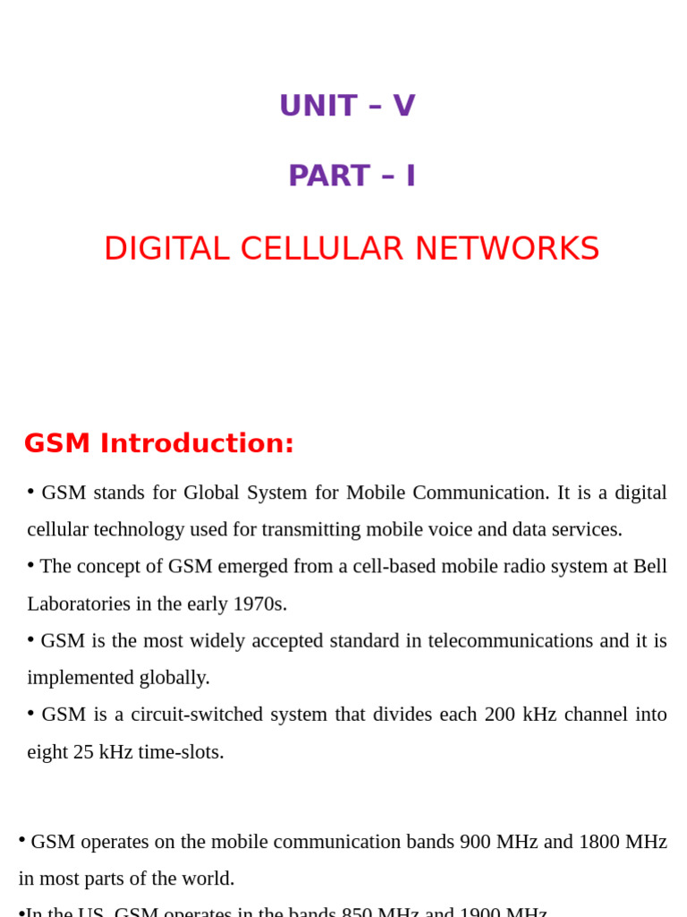 CMC - Unit V - I | PDF | Channel Access Method | Cellular Network