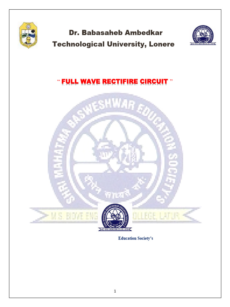 Full Wave Rectifier Circuit Project Report | PDF | Rectifier | Diode