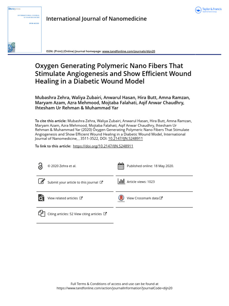 Oxygen Generating Polymeric Nano Fibers That Stimulate Angiogenesis and ...
