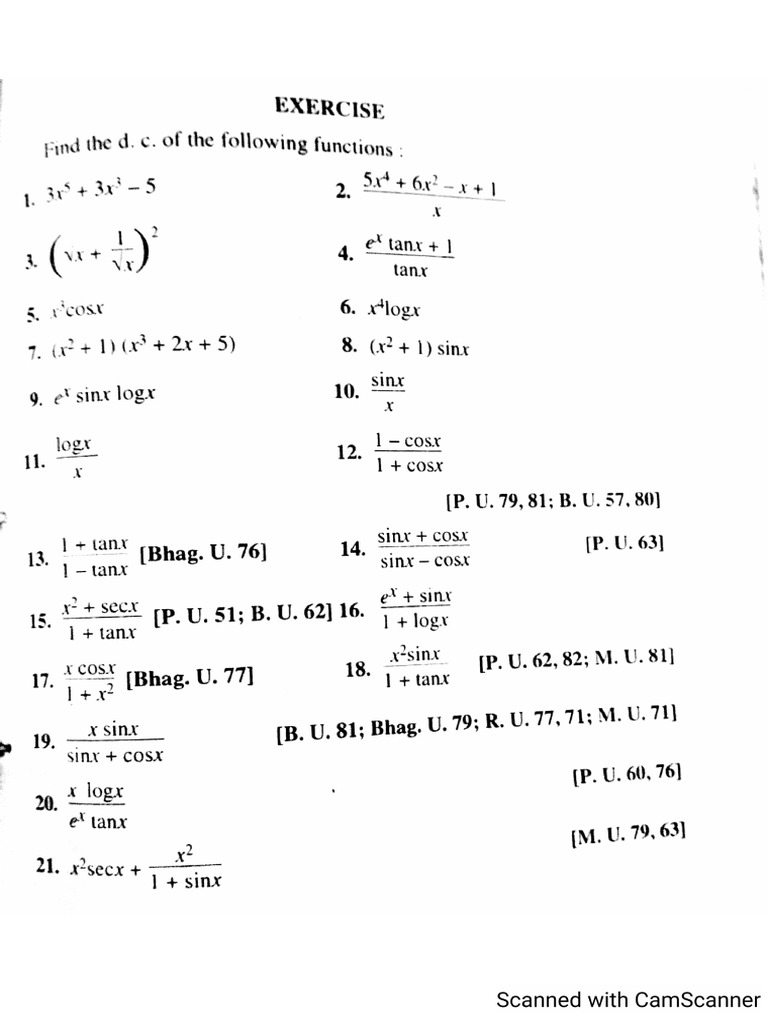 Assignment On Differentiation | PDF Assignment On Differentiation | PDF
