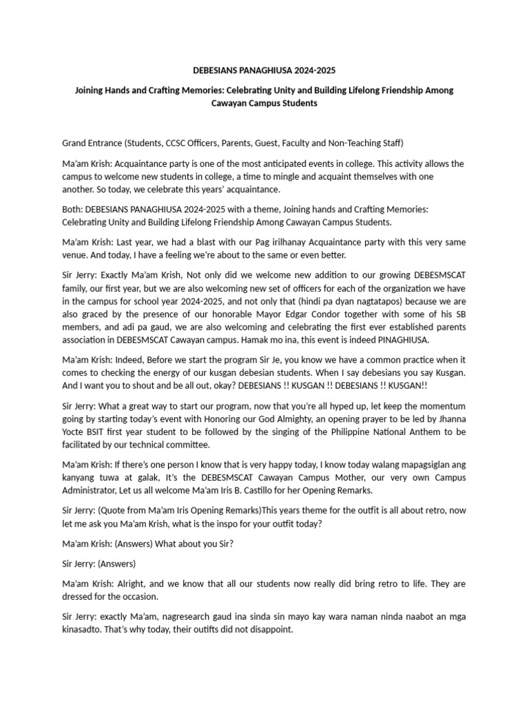 Debesians Panaghiusa 2024 | PDF