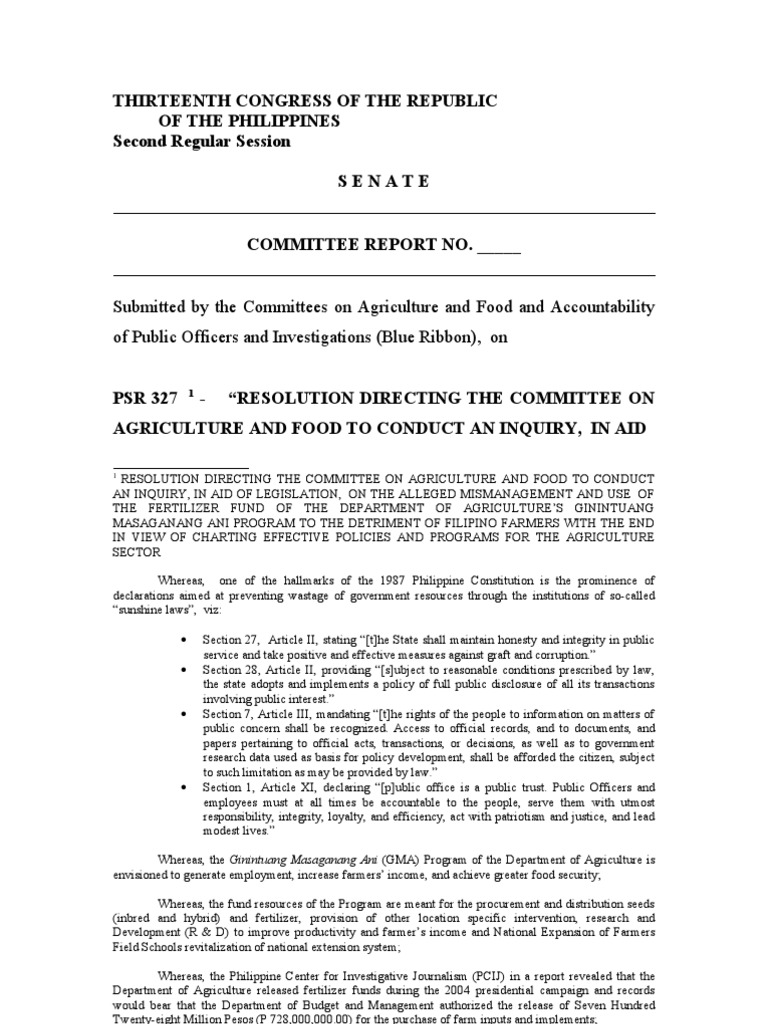 Senate Report Fertilizer Scam | PDF | Freedom Of Information Laws By ...