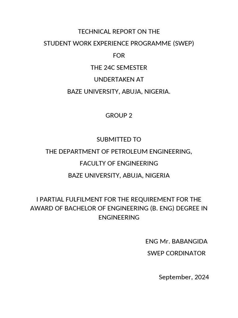 Technical Report On The Swep | PDF | Experience | Knowledge