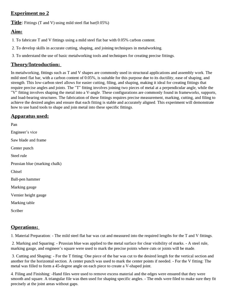 Experiment No 2 | PDF | Metalworking | Sheet Metal