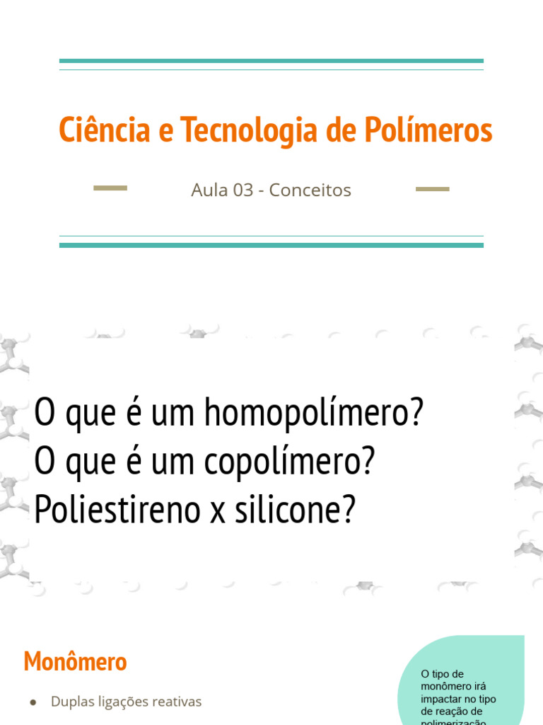 Conceitos de Polímeros: Homopolímeros e Copolímeros | PDF