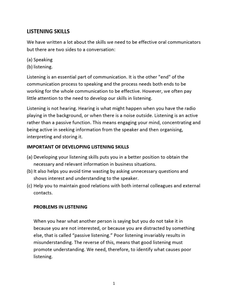 Listening Skills | PDF | Empathy | Communication