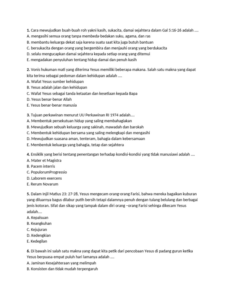 Soal Agama Uas 2024 | PDF | Agama & Spiritualitas