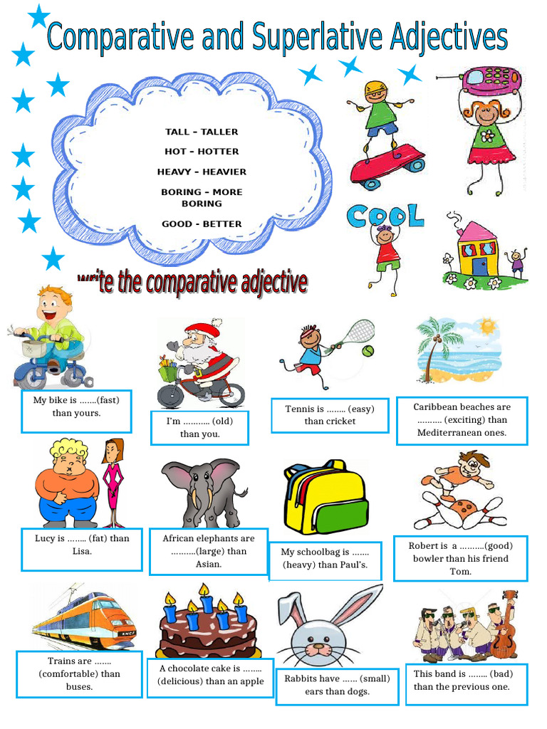 Comparative and Superlative Adjectives Fun Activities Games Tests 43376 ...