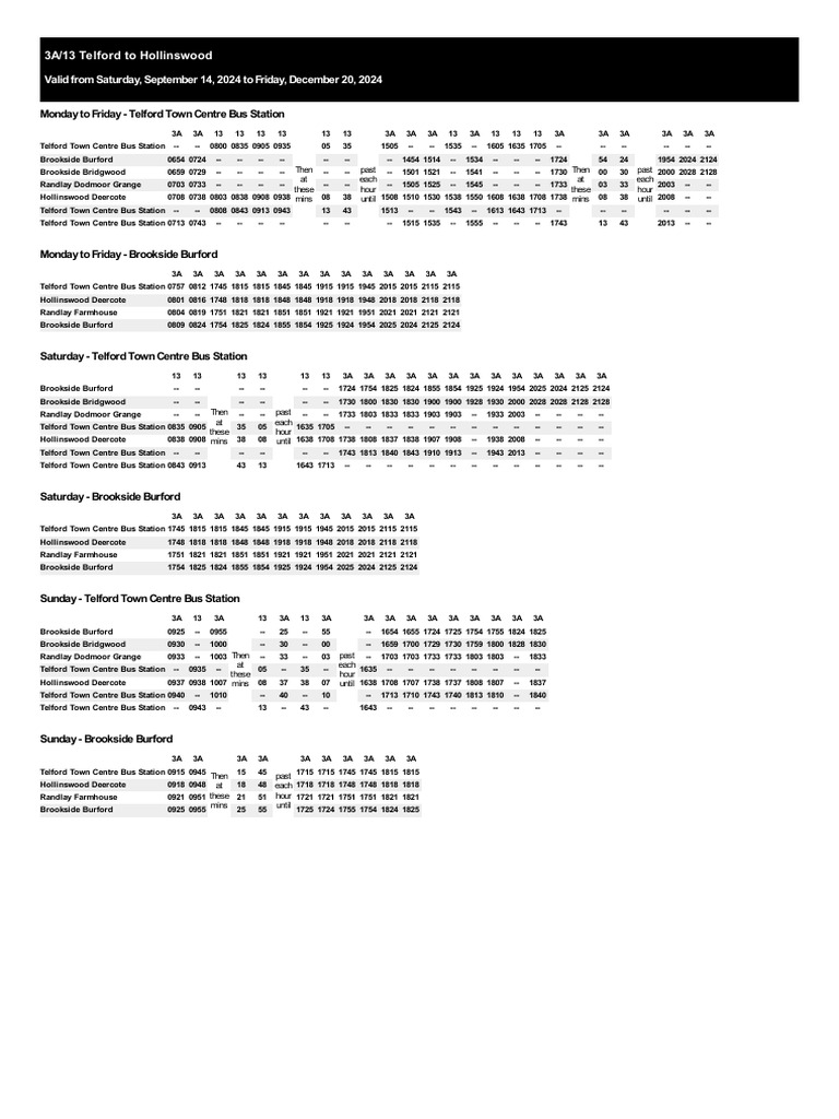 3A 13 Telford To Hollinswood From 14 Sep 2024 | PDF