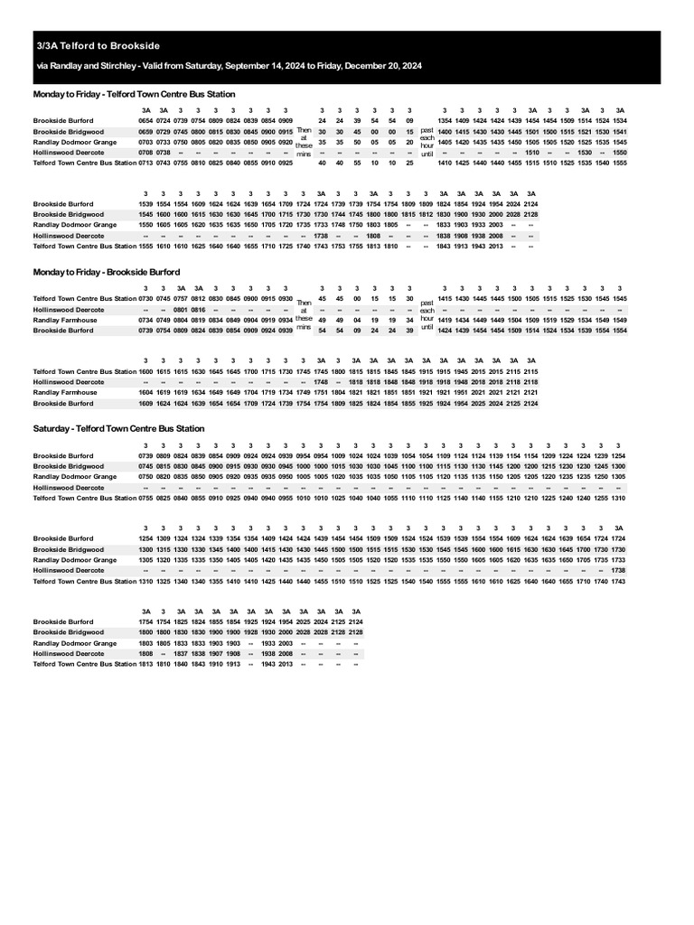 3 3A Telford To Brookside From 14 Sep 2024 | PDF