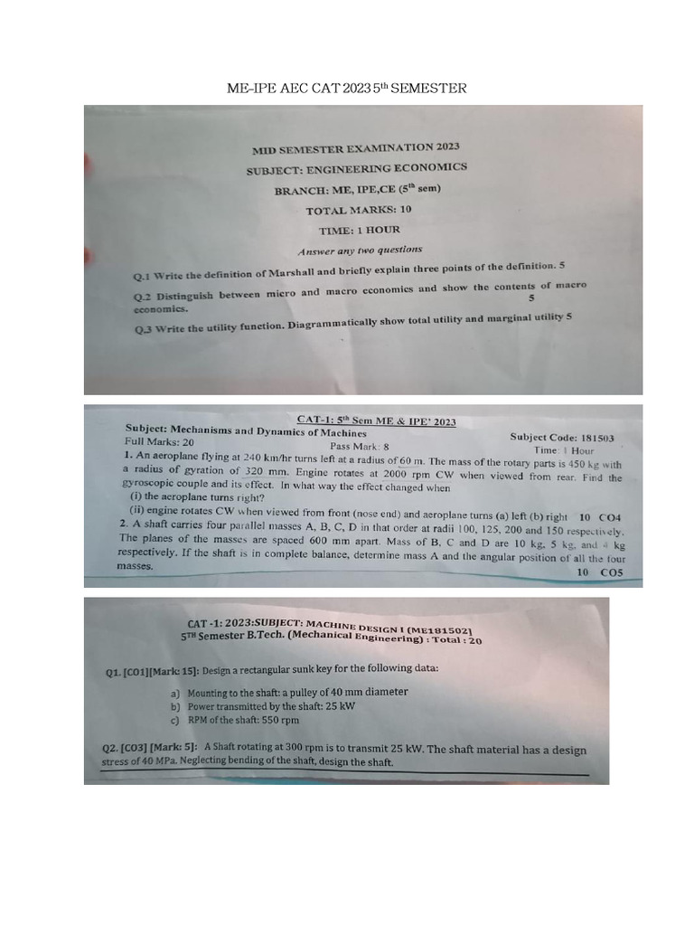 5th Sem MidSem Aec | PDF