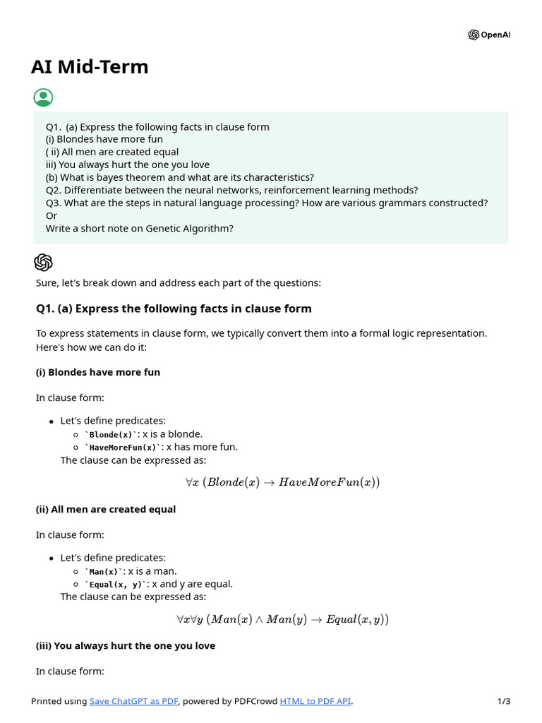 AI Mid-Term | PDF | Artificial Neural Network | Machine Learning