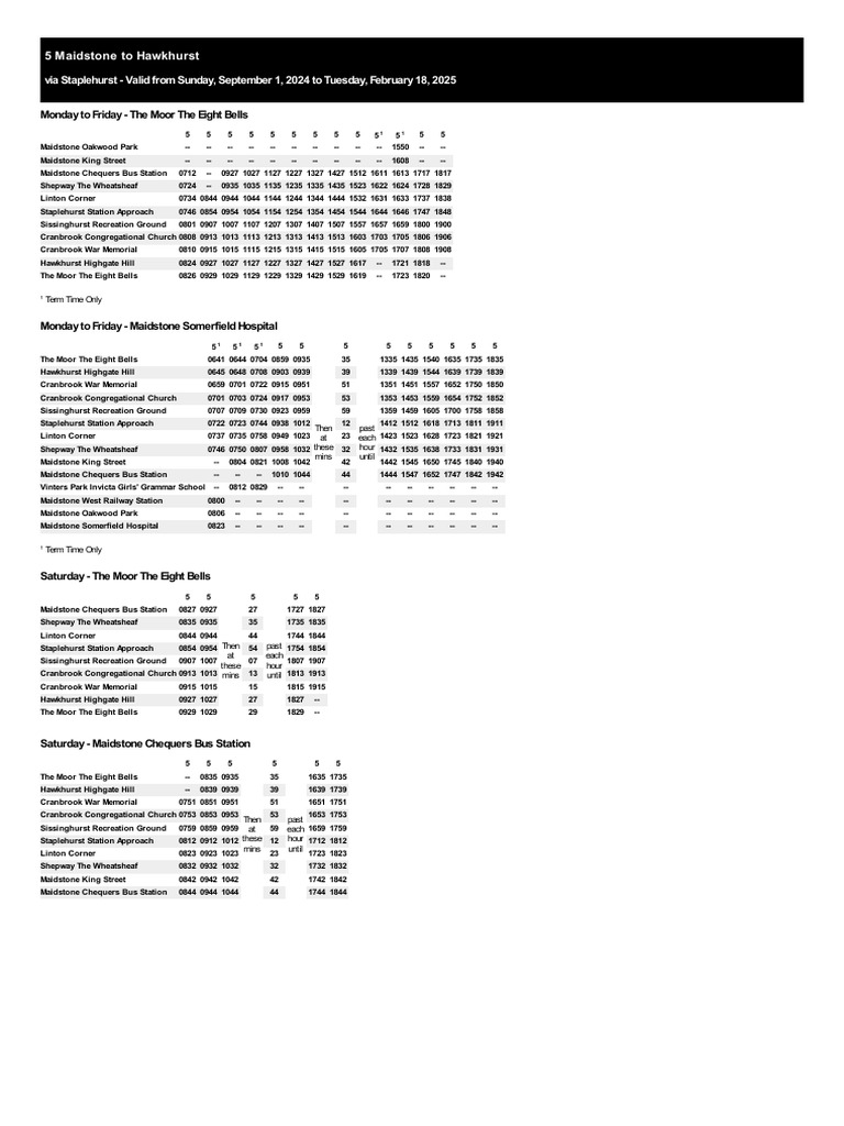 Maidstone-Hawkhurst Bus Timetable | PDF