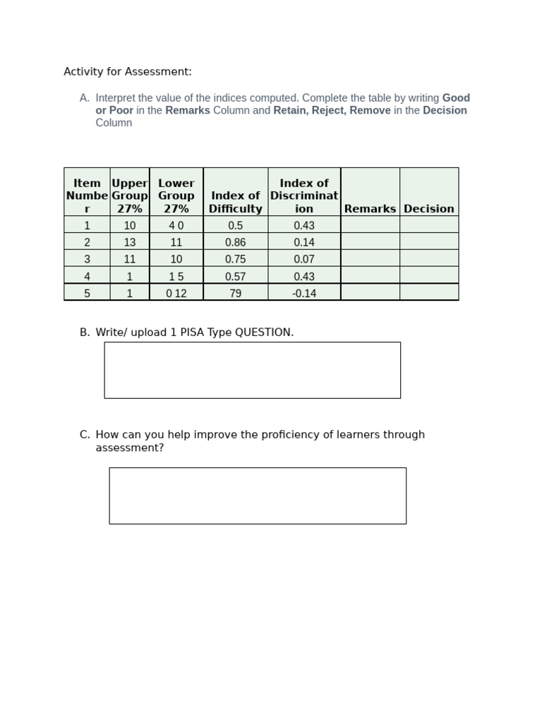 Activity For Assessment | PDF