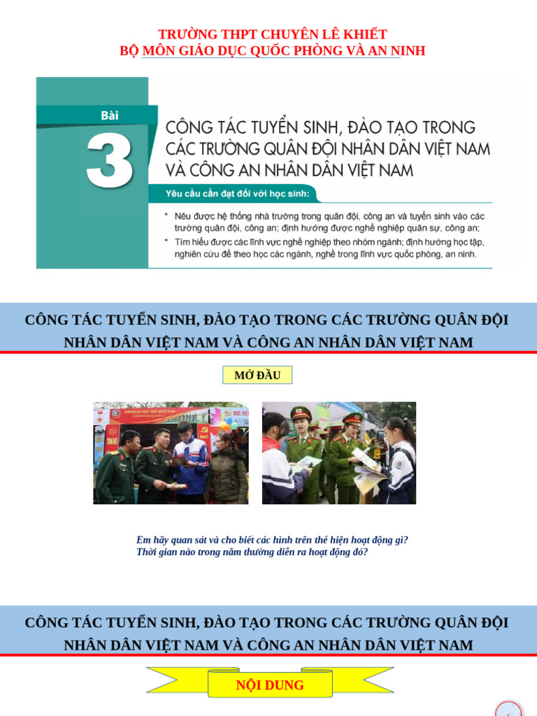 Công Tác Tuyển Sinh Đào Tạo Trong Các Trường QĐND Việt Nam Và CAND Việt Nam | PDF