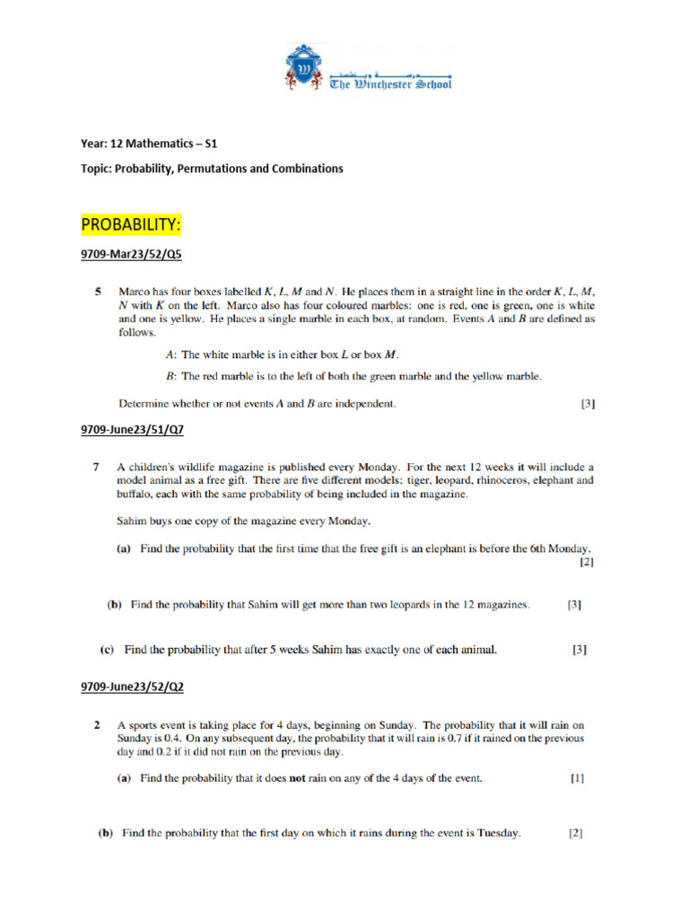 Y12 Ch2 Practice Worksheet S1 | PDF | Teaching Methods & Materials