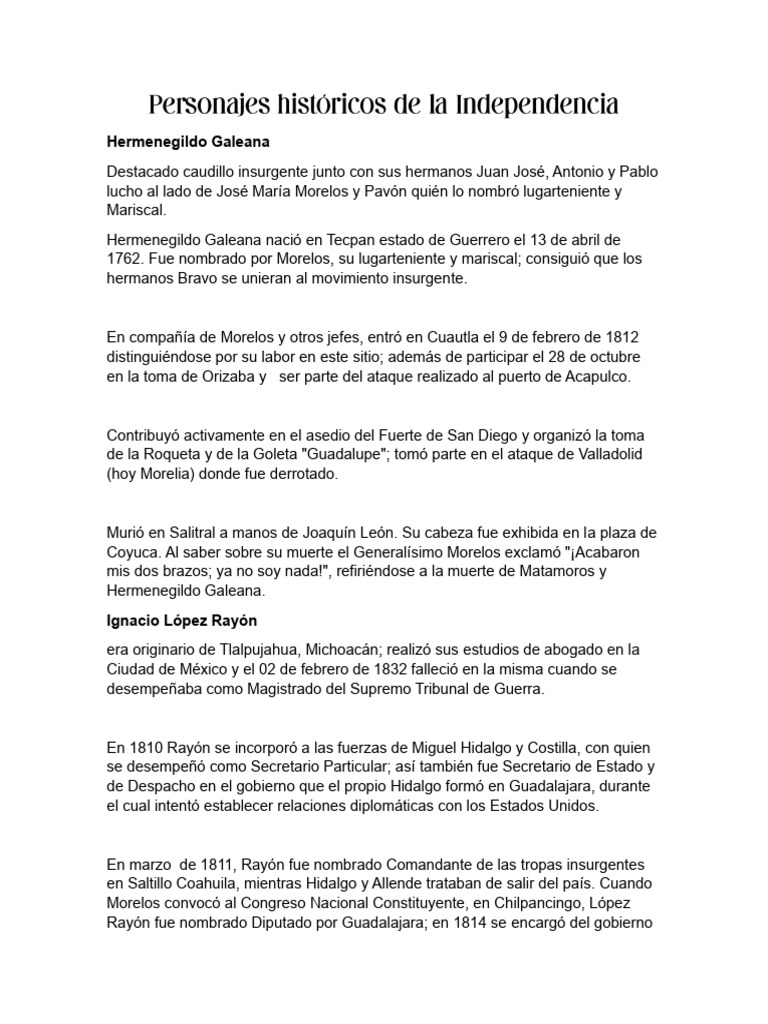 Héroes de la Independencia Mexicana | PDF | México