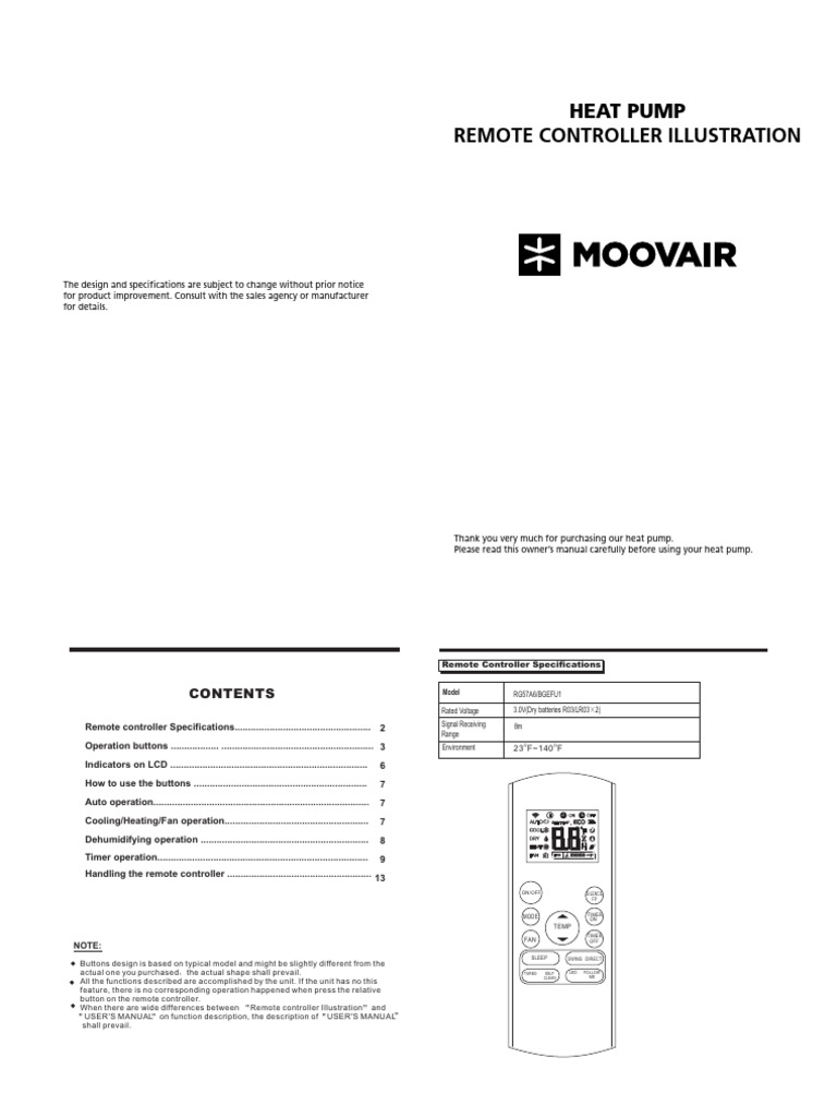 Moovair Operation CASSETTE Remote-Control en FR CA | PDF | Remote ...