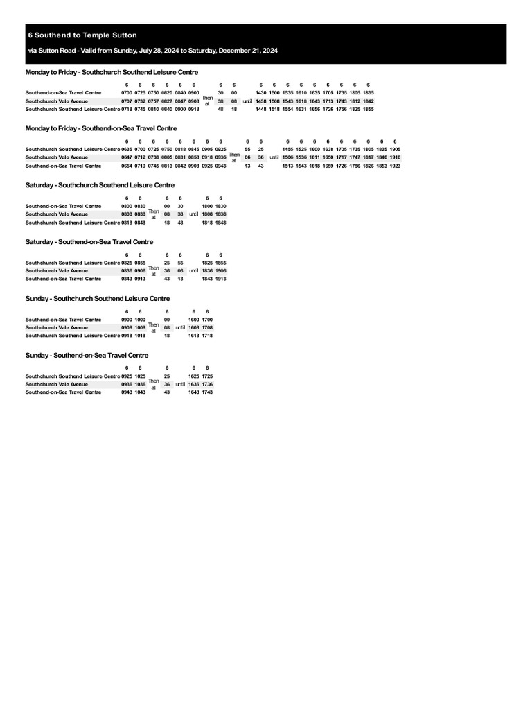 6 Southend To Temple Sutton From 28 Jul 2024 | PDF