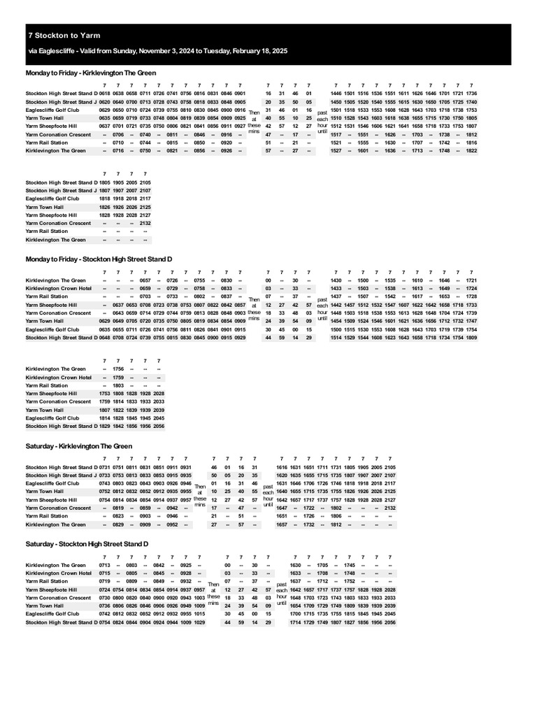 7 Stockton To Yarm From 03 Nov 2024 | PDF