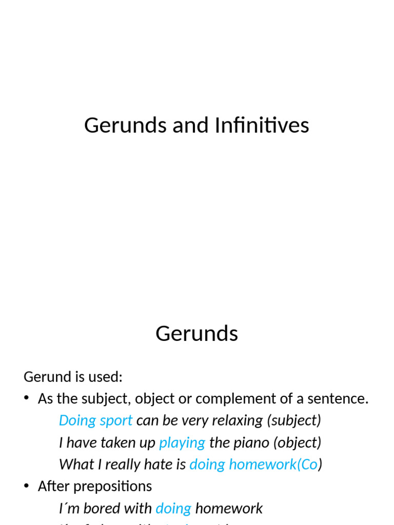 Gerunds and Infinitives | PDF | Verb | Preposition And Postposition
