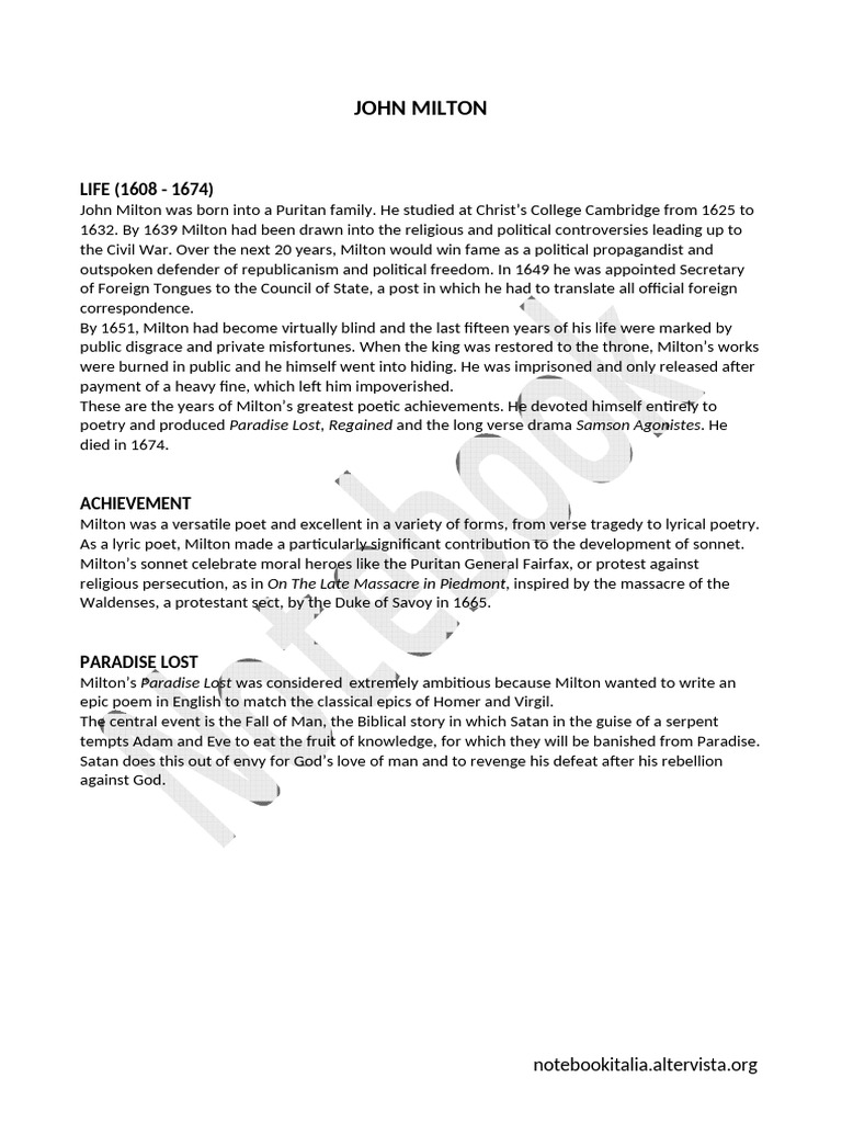 John Milton | PDF | History